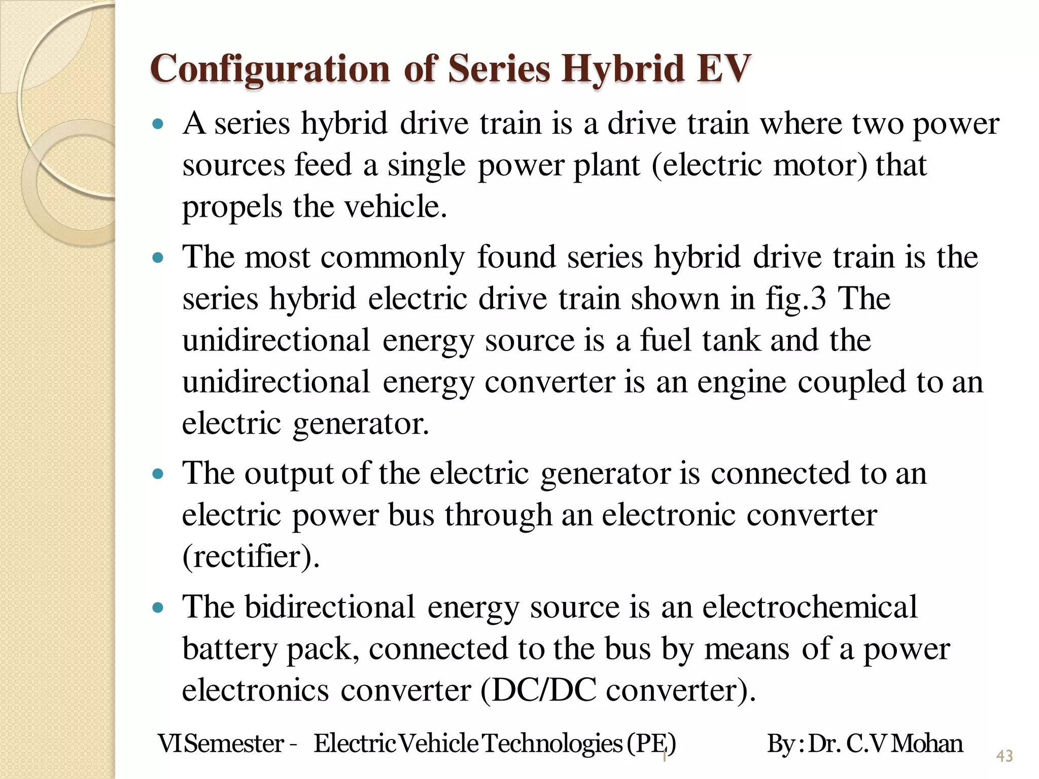 Module 1: Electric vehicle Technology for VTU - by Dr. C V Mohan | PDF