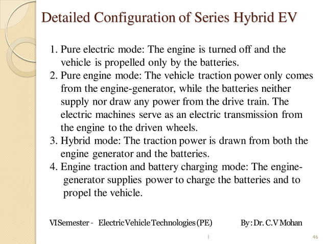 Module 1: Electric vehicle Technology for VTU - by Dr. C V Mohan | PDF