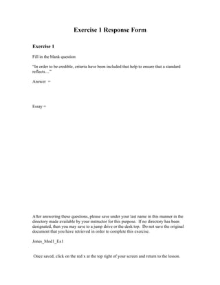 Module 1 Exercise 1 Response Form | DOC | Technology & Computing