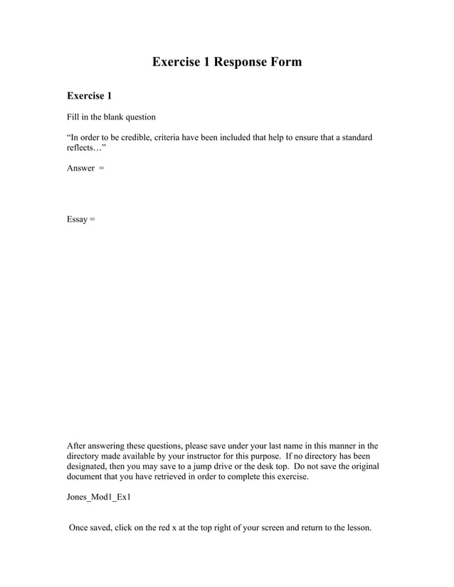 Module 1 Exercise 1 Response Form | DOC | Technology & Computing