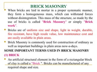 Masonry Construction Techniques: Brickwork, Stonework, Bonds ...