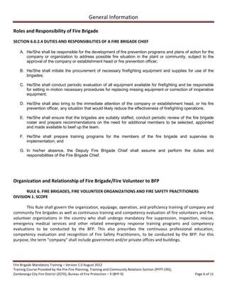 Volunteer Fire Brigade Training Module 1 general information | PDF