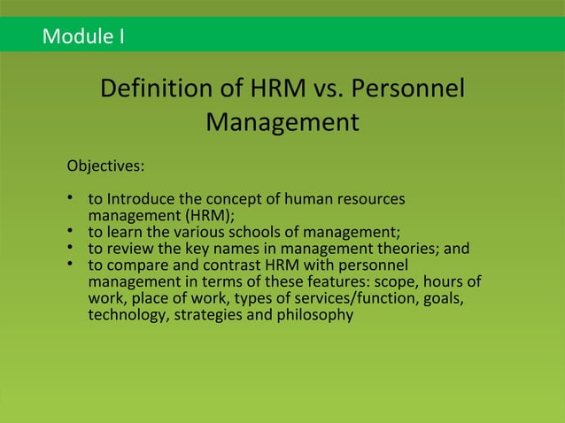 Module 1 HRM vs. Personnel Management | PPT