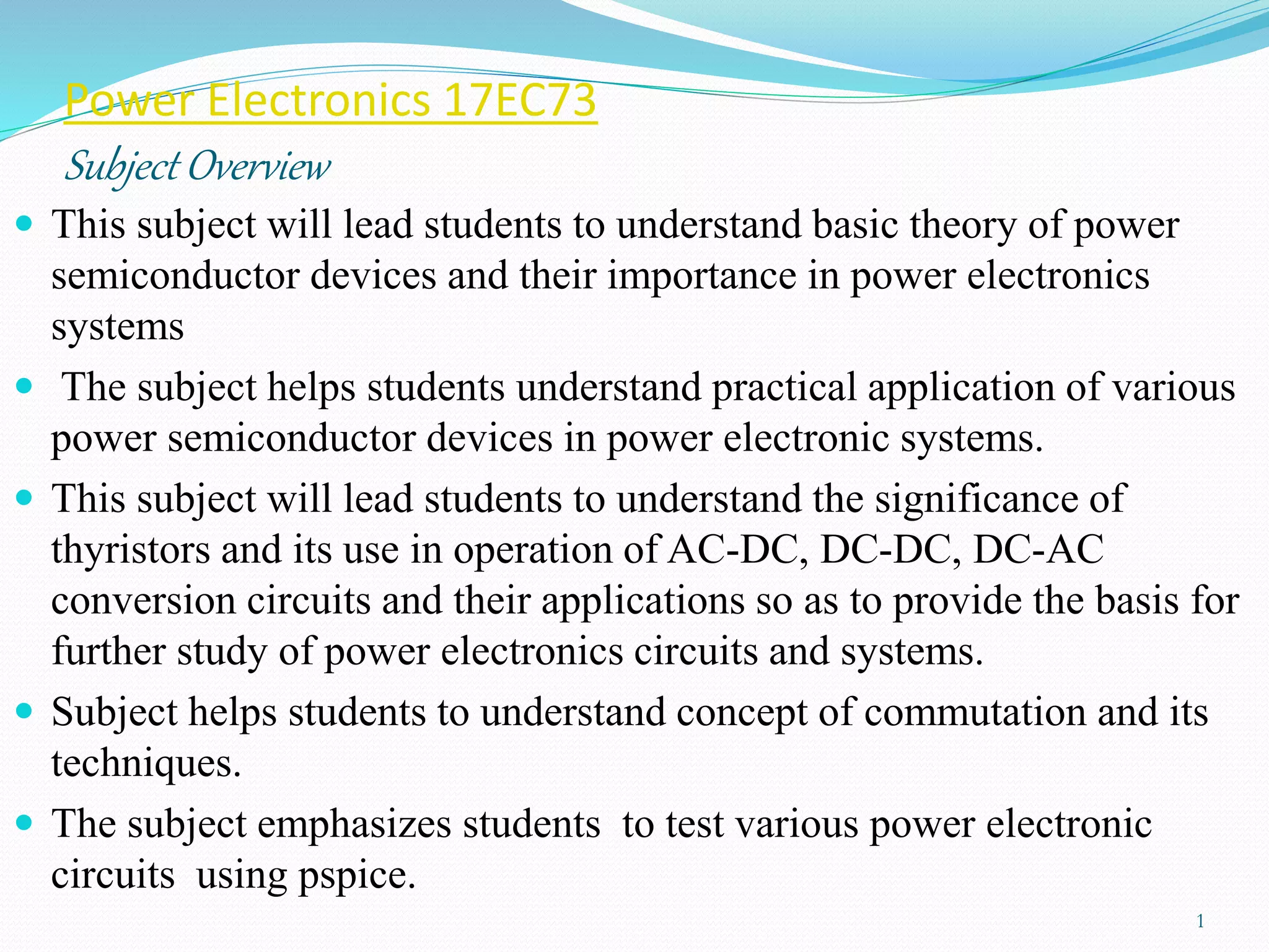 Module 1 introduction to Power Electronics | PPT
