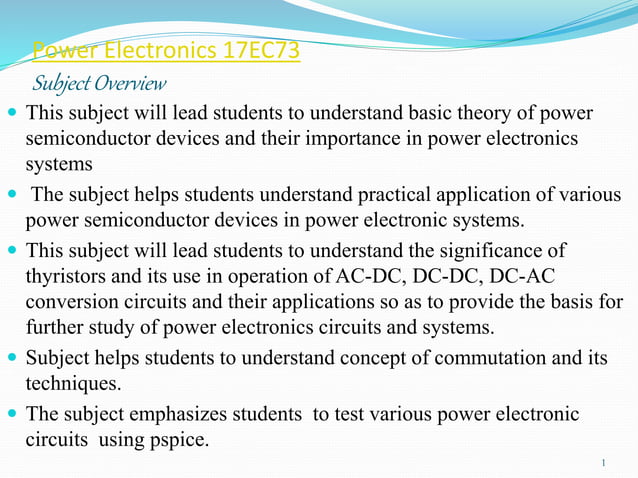 Module 1 introduction to Power Electronics | PPT