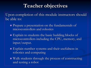 Module_1_Introduction to robotic and microcontroller.ppt | Robotics | Technology & Computing