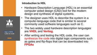 Introduction to HDL VTU MECHATRONICS NOTES | PPTX