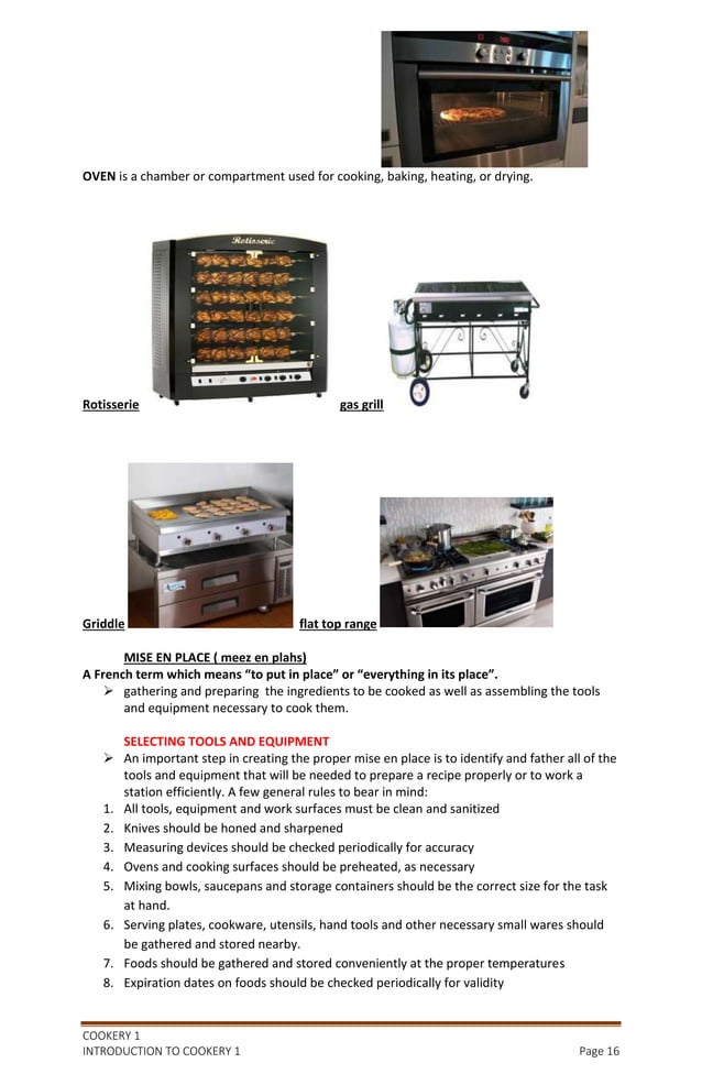 MODULE #1 INTRODUCTION IN COOKERY 1.docx | Desserts and Baking | Food ...