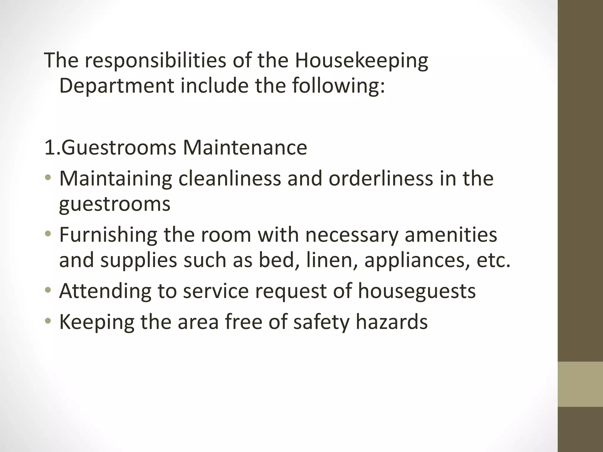 Module 1 introduction to houskeeping operations | PPTX
