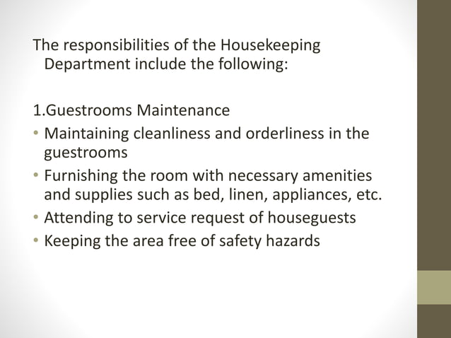 Module 1 introduction to houskeeping operations | PPTX