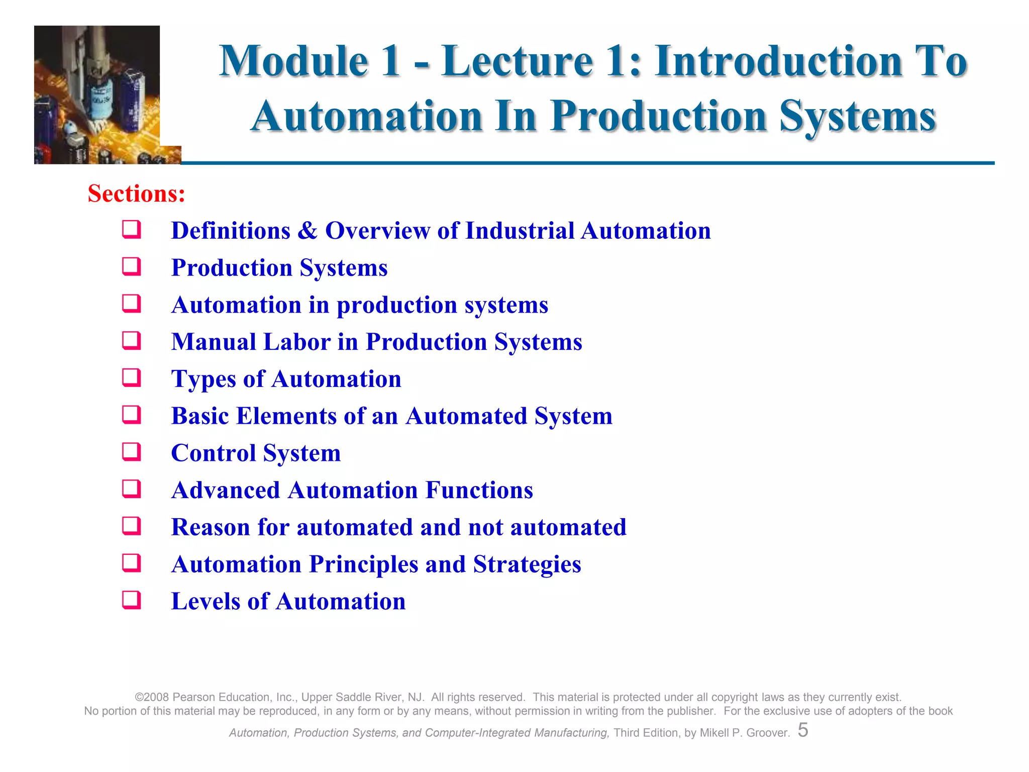 Module 1 Lecture 1 Introduction To Automation In Production Systems.ppt