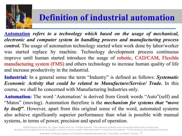 Module 1 Lecture 1 Introduction To Automation In Production Systems.ppt | Mechanical and ...