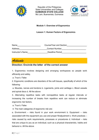 MODULE 1 LESSON 1-HUMAN FACTOR.pdf | Medical Health
