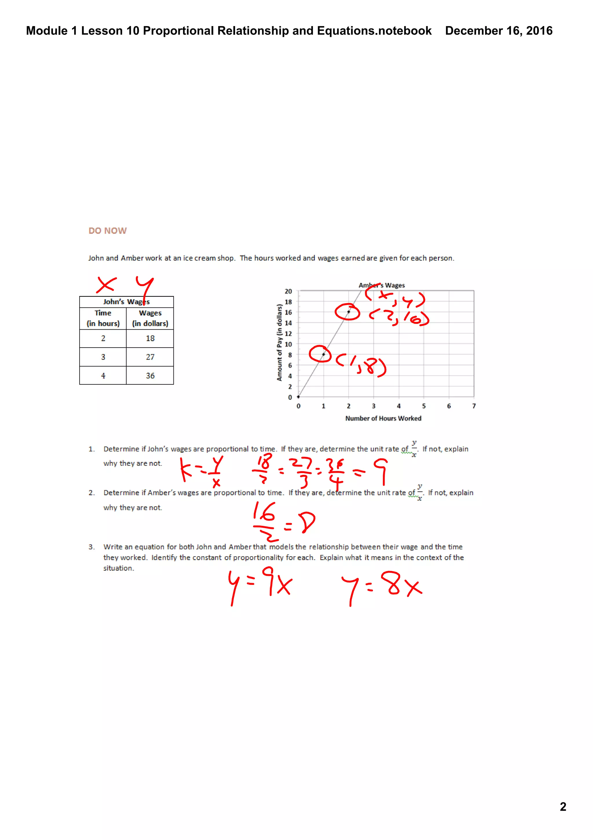 Module 1 lesson 10 proportional relationship and equations | PDF
