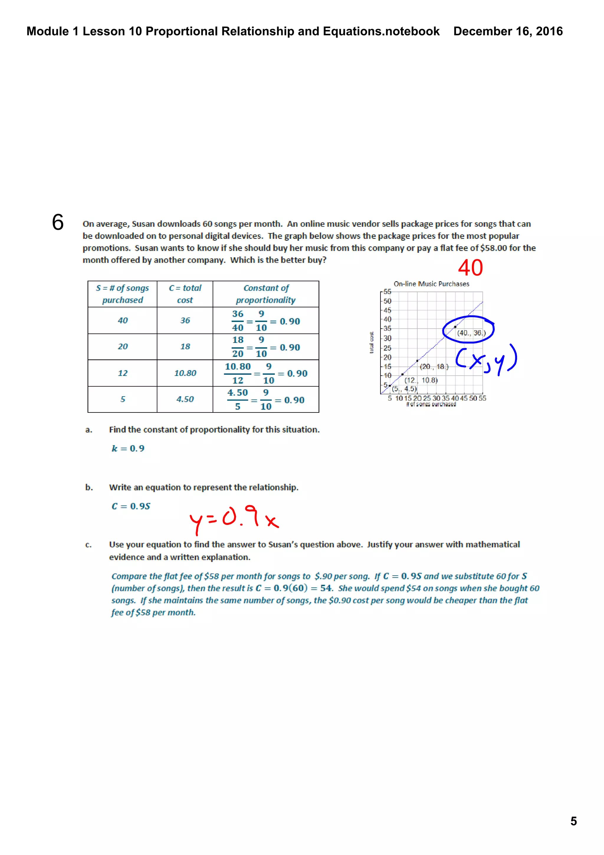 Module 1 lesson 10 proportional relationship and equations | PDF