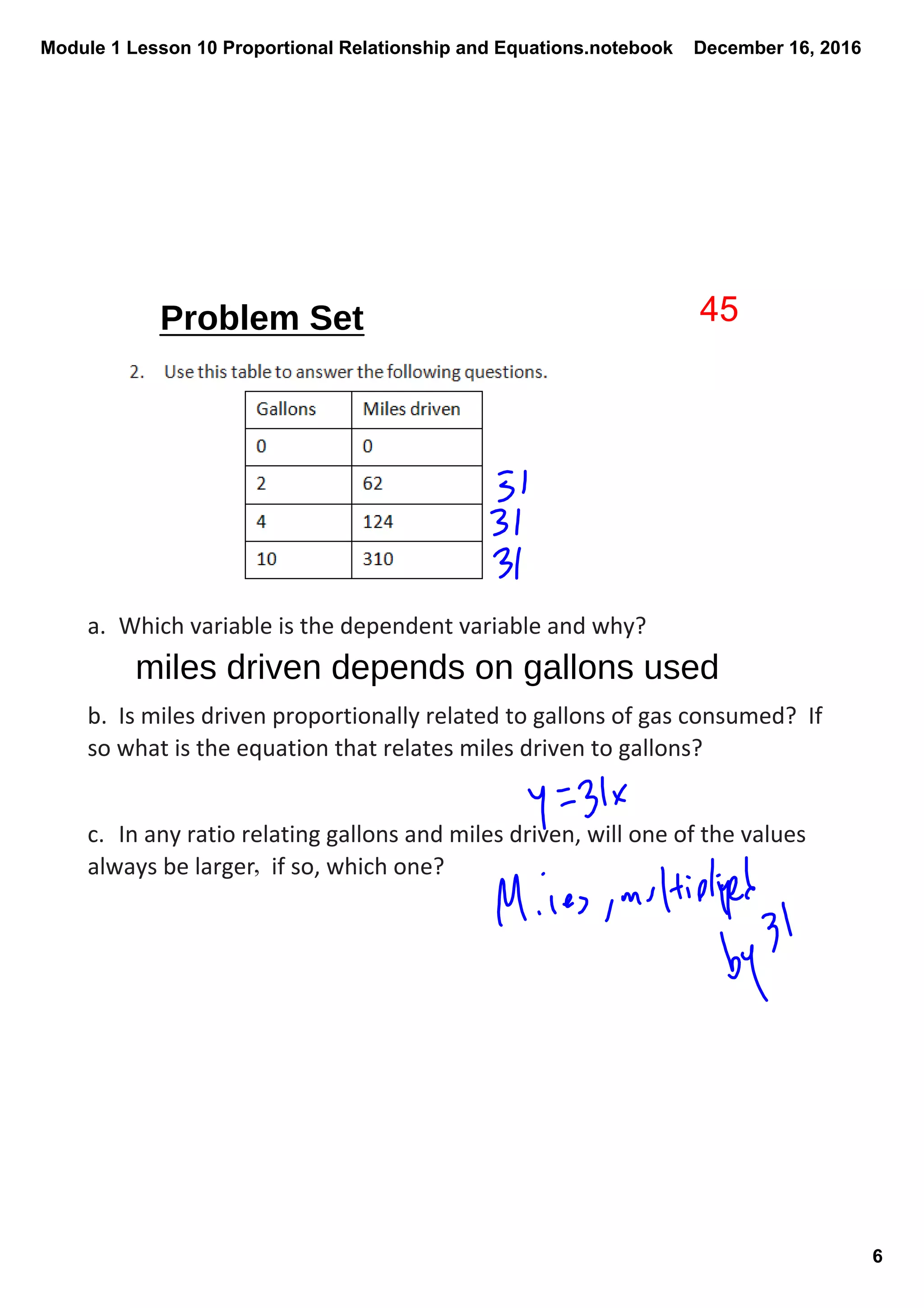 Module 1 lesson 10 proportional relationship and equations | PDF