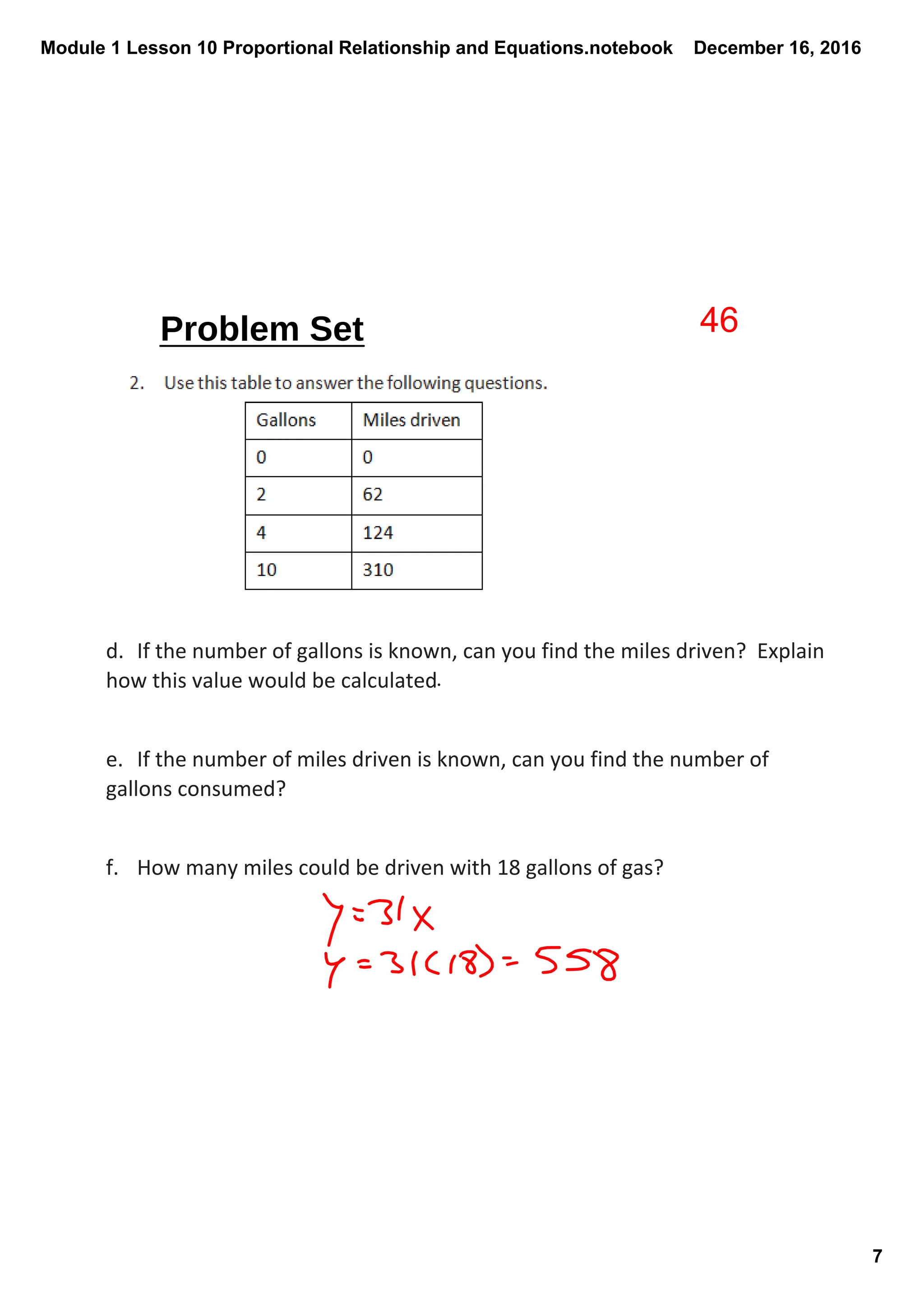 Module 1 lesson 10 proportional relationship and equations | PDF