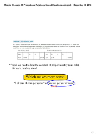 Module 1 lesson 10 proportional relationship and equations | PDF