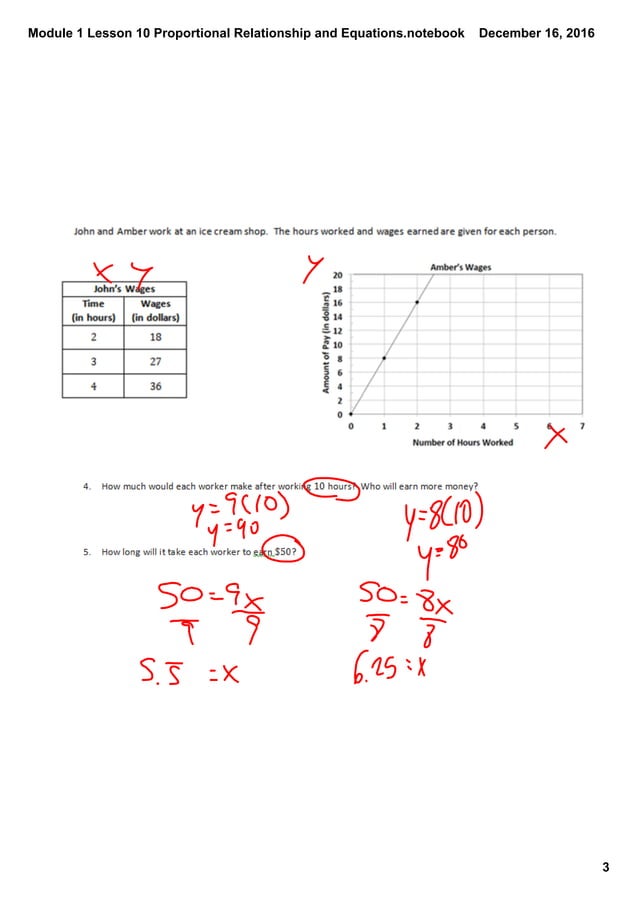 Module 1 lesson 10 proportional relationship and equations | PDF