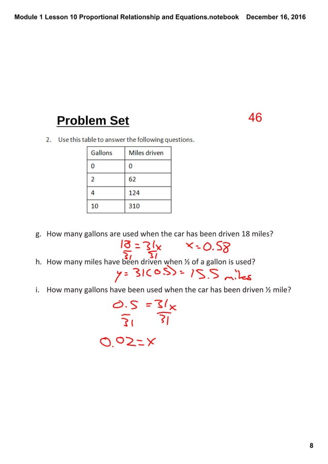 Module 1 lesson 10 proportional relationship and equations | PDF