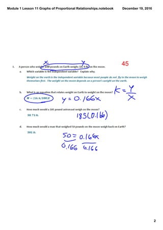 Module 1 lesson 11 graphs of proportional relationships | PDF