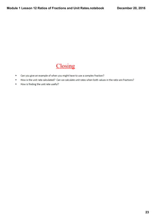 Module 1 lesson 12 ratios of fractions and unit rates | PDF