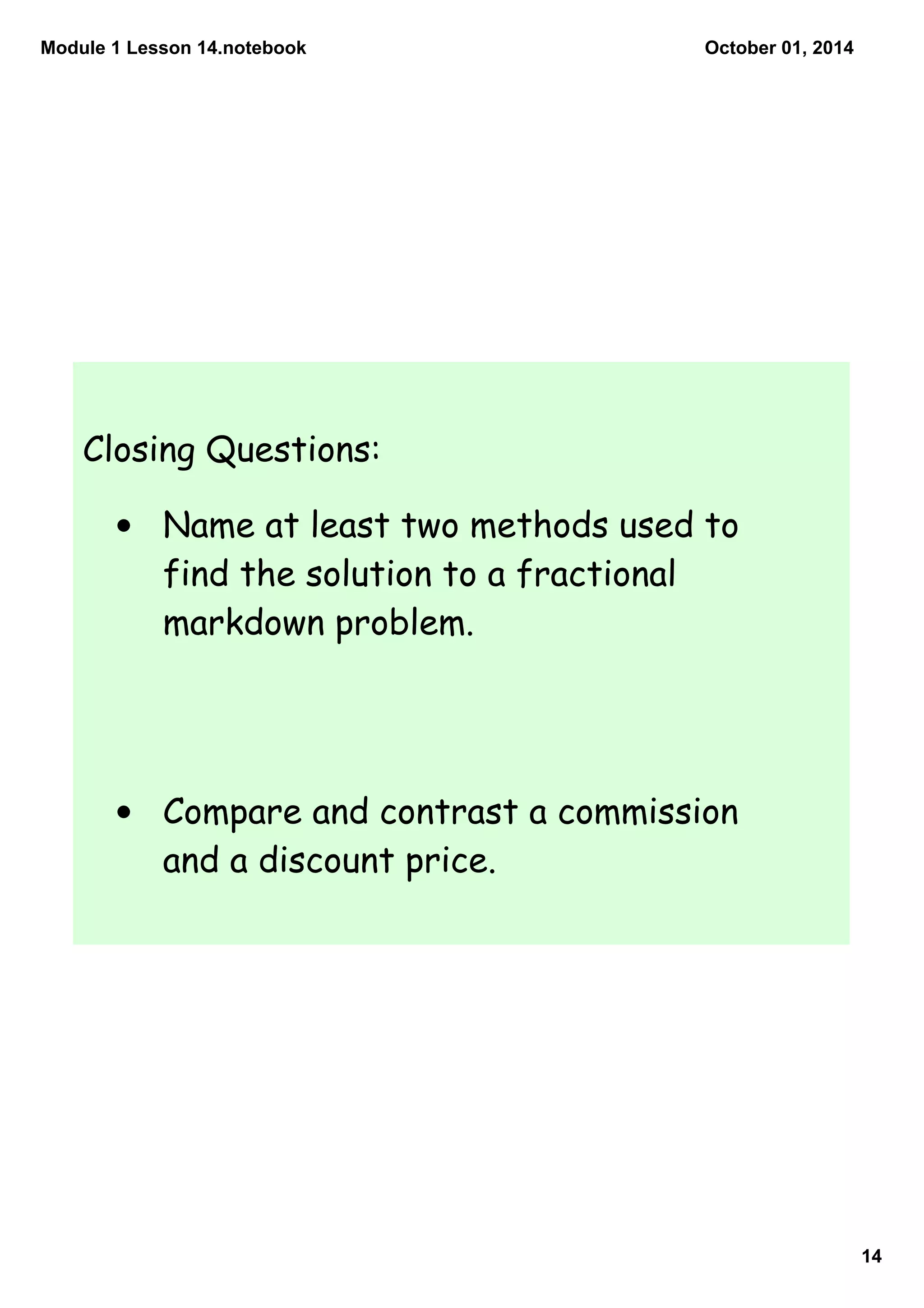 Module 1 lesson 14 | PDF