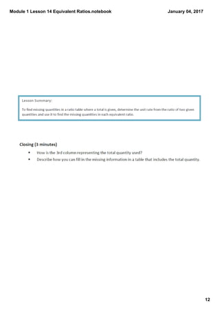 Module 1 lesson 14 equivalent ratios | PDF