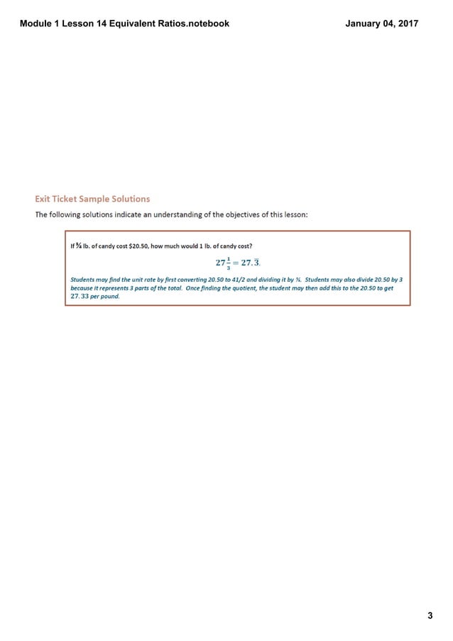 Module 1 lesson 14 equivalent ratios | PDF