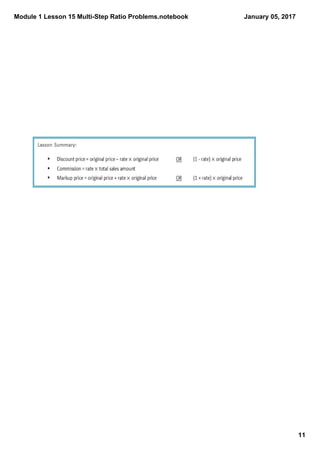Module 1 lesson 15 multi step ratio problems | PDF
