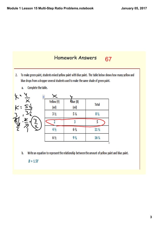 Module 1 lesson 15 multi step ratio problems | PDF | Homework and Study ...