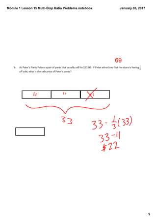 Module 1 lesson 15 multi step ratio problems | PDF