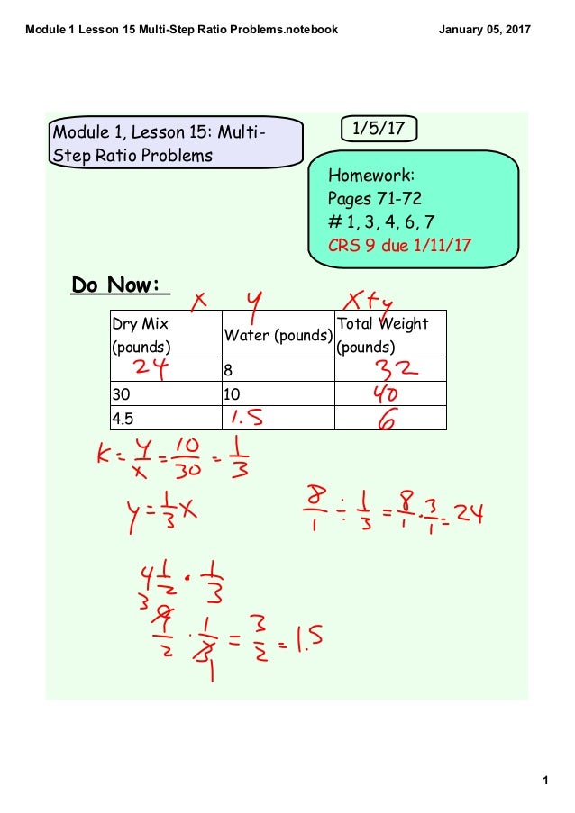 Module 1 lesson 15 multi step ratio problems