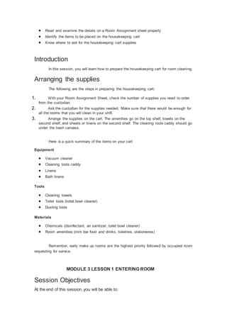 Module 1 lesson 1 housekeeping | DOCX