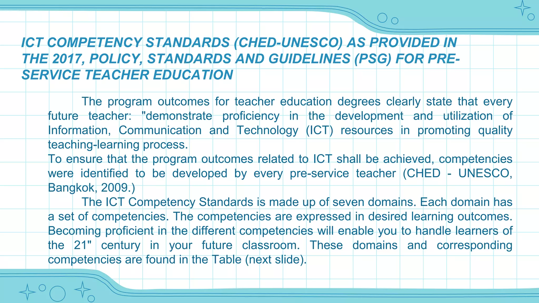 Module 1 Lesson 1 ICT Competency Standards for Philippine Pre-Service ...