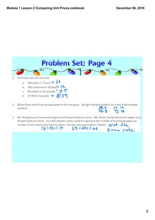 Module 1 lesson 2 comparing unit prices | PDF