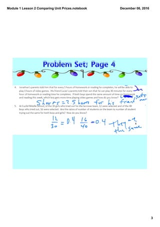 Module 1 lesson 2 comparing unit prices | PDF