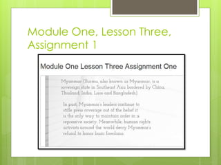 Module 1 lesson 3 assignment | PPTX