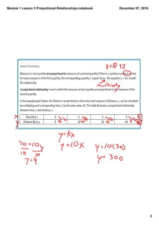 Module 1 lesson 3 proportional relationships | PDF