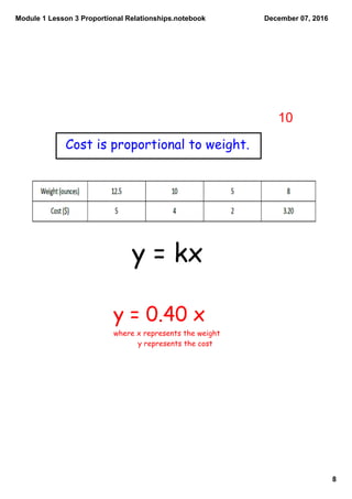 Module 1 lesson 3 proportional relationships | PDF