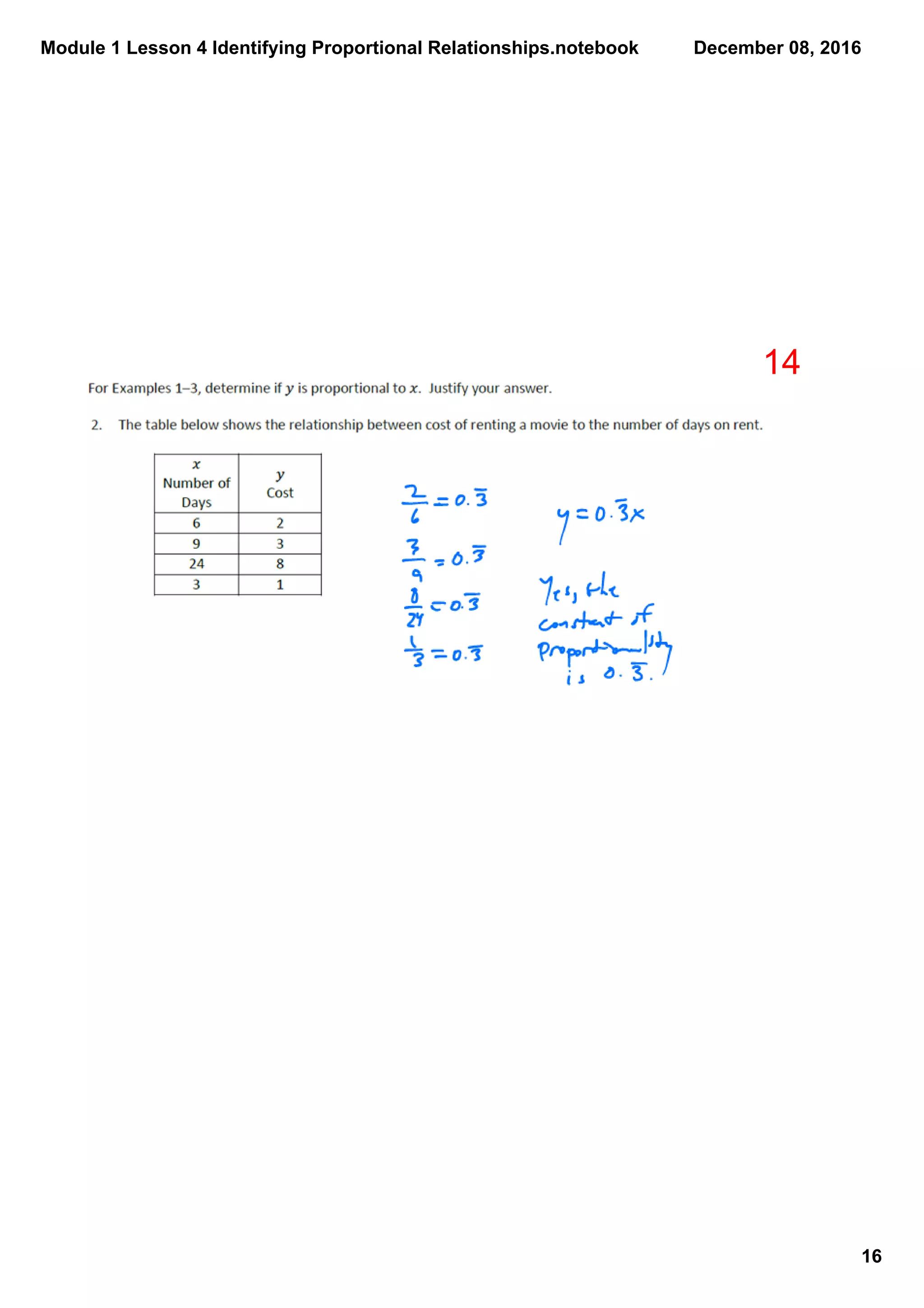 Module 1 lesson 4 identifying proportional relationships | PDF