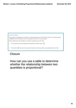 Module 1 lesson 4 identifying proportional relationships | PDF