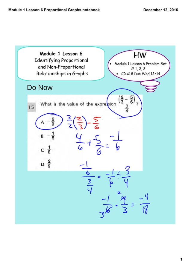 Module 1 lesson 6 proportional graphs | PDF