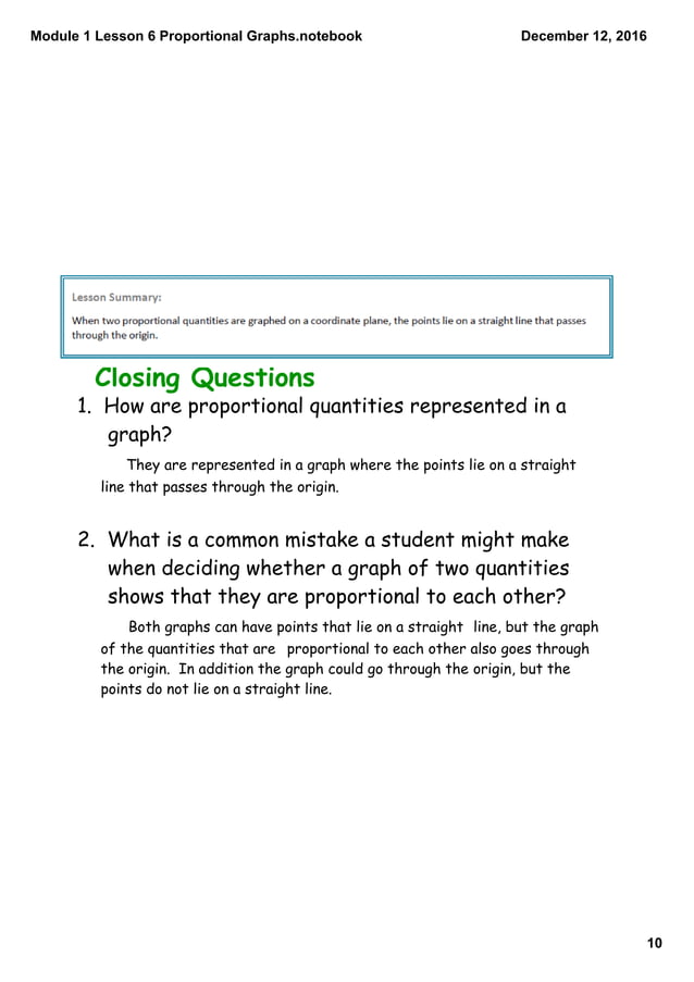 Module 1 lesson 6 proportional graphs | PDF