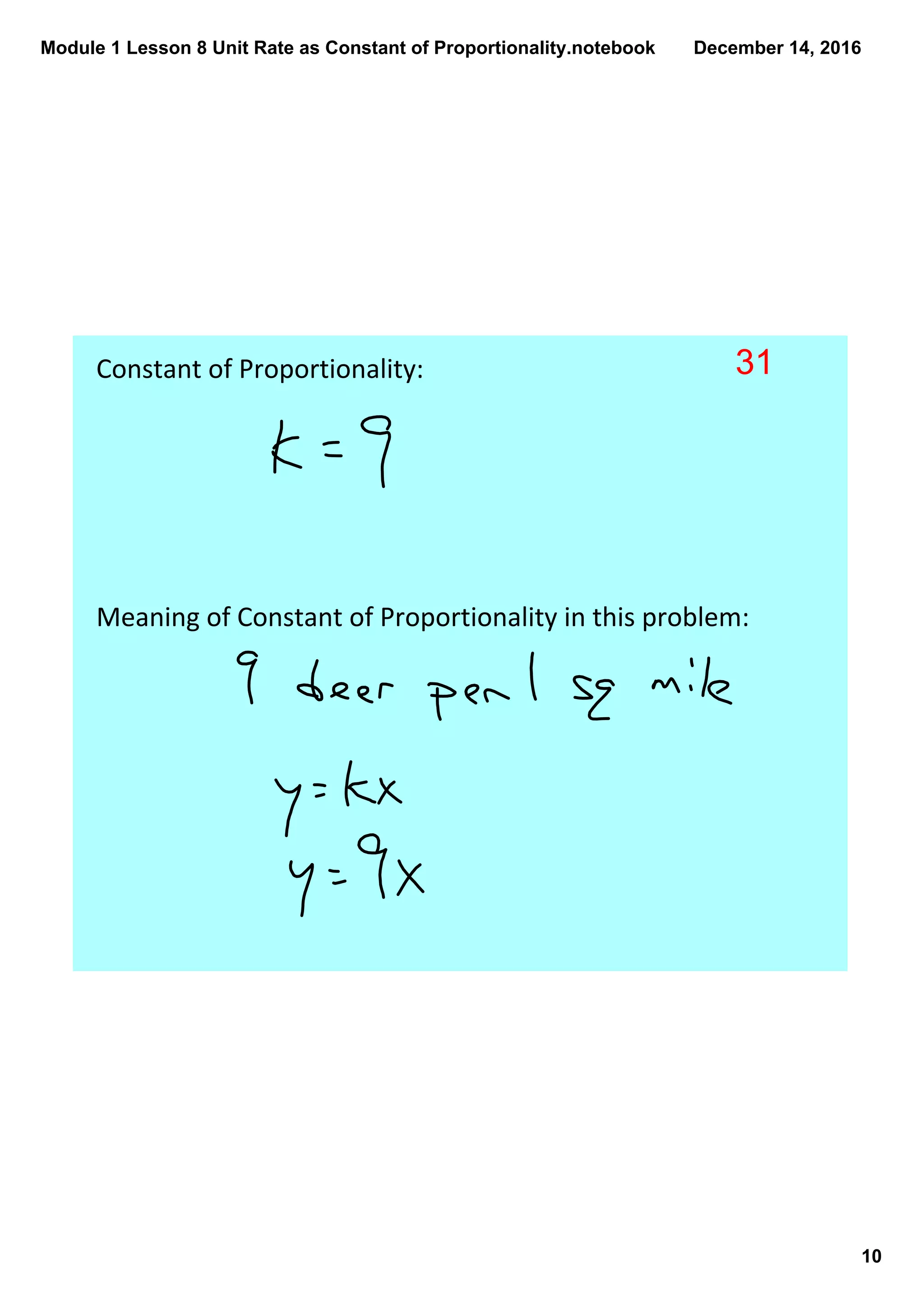 Module 1 lesson 8 unit rate as constant of proportionality | PDF