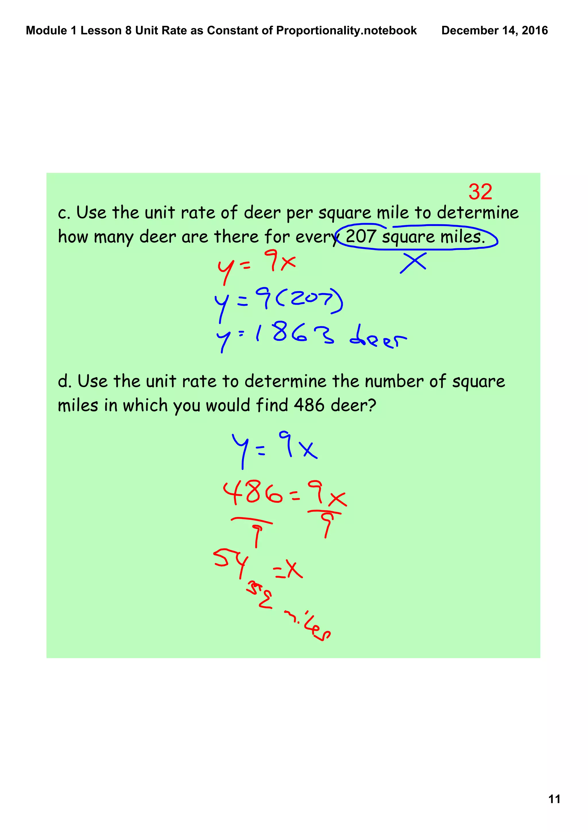 Module 1 lesson 8 unit rate as constant of proportionality | PDF