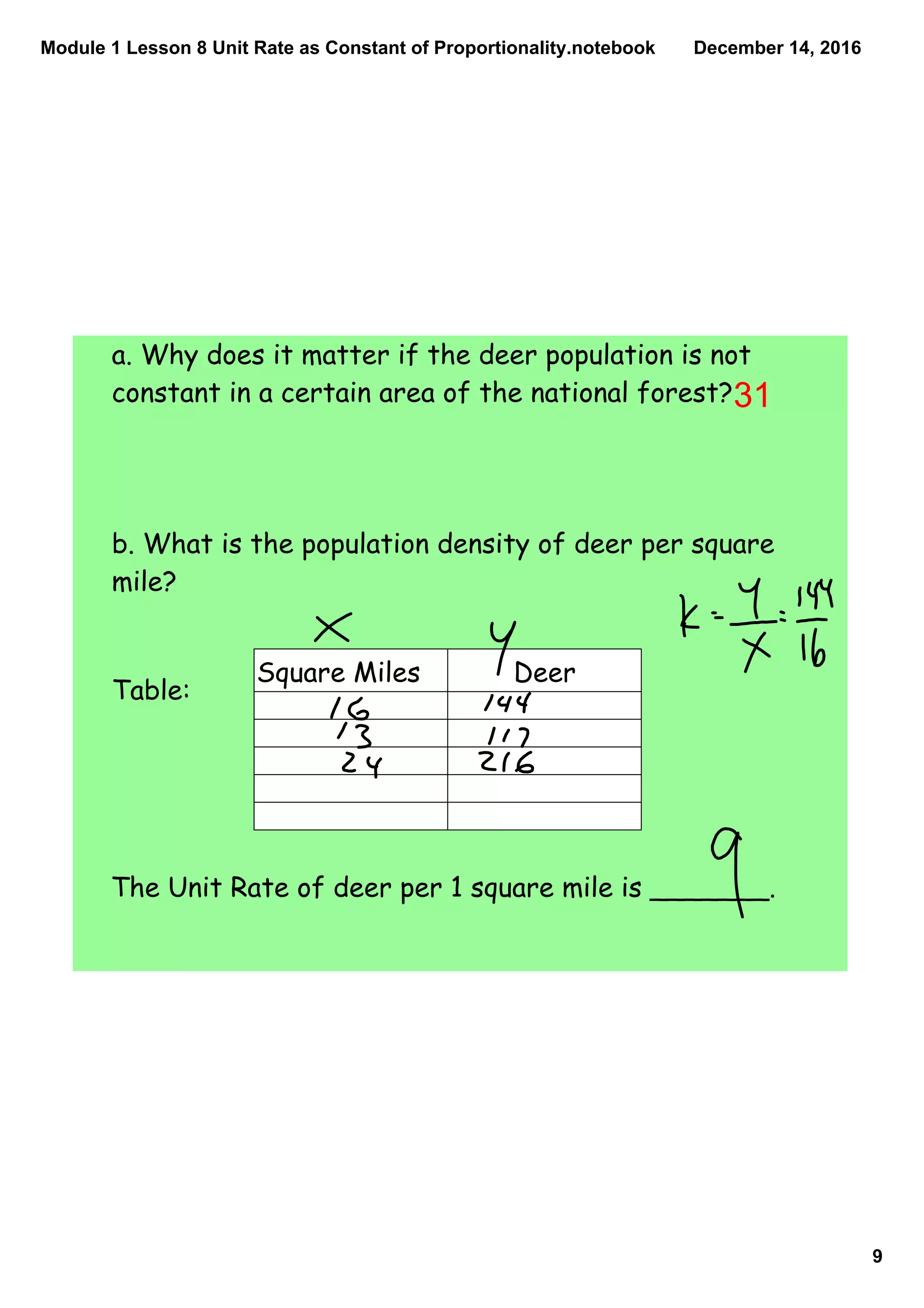 Module 1 lesson 8 unit rate as constant of proportionality | PDF