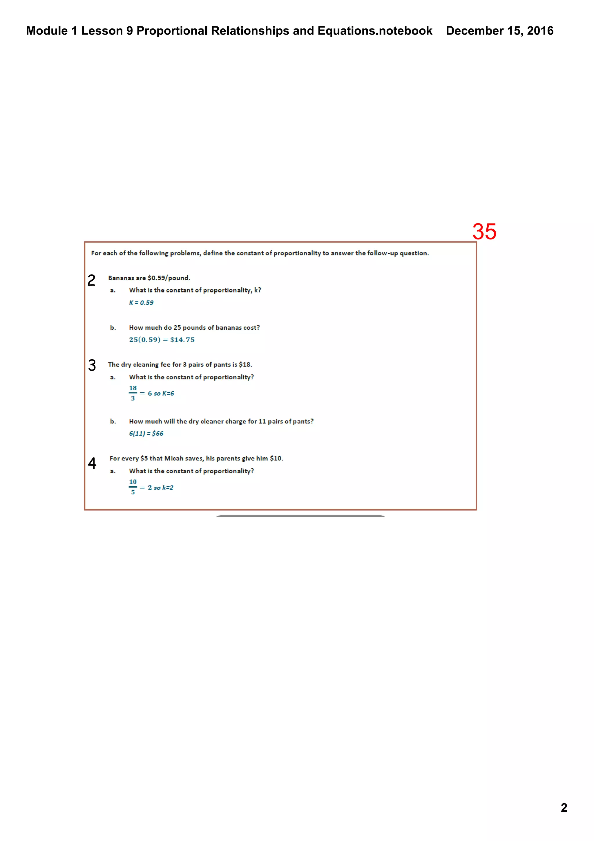Module 1 lesson 9 proportional relationships and equations | PDF