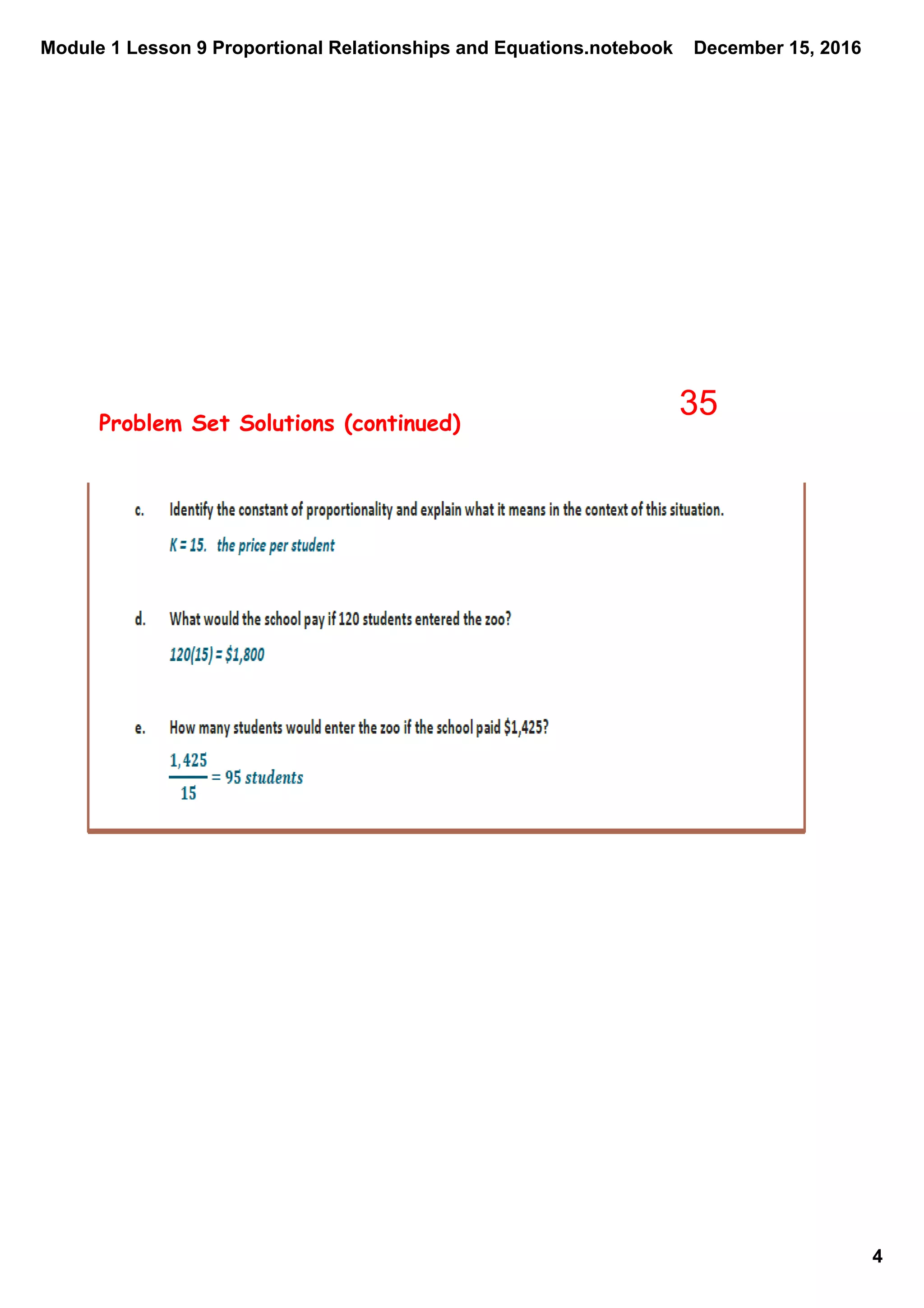 Module 1 lesson 9 proportional relationships and equations | PDF