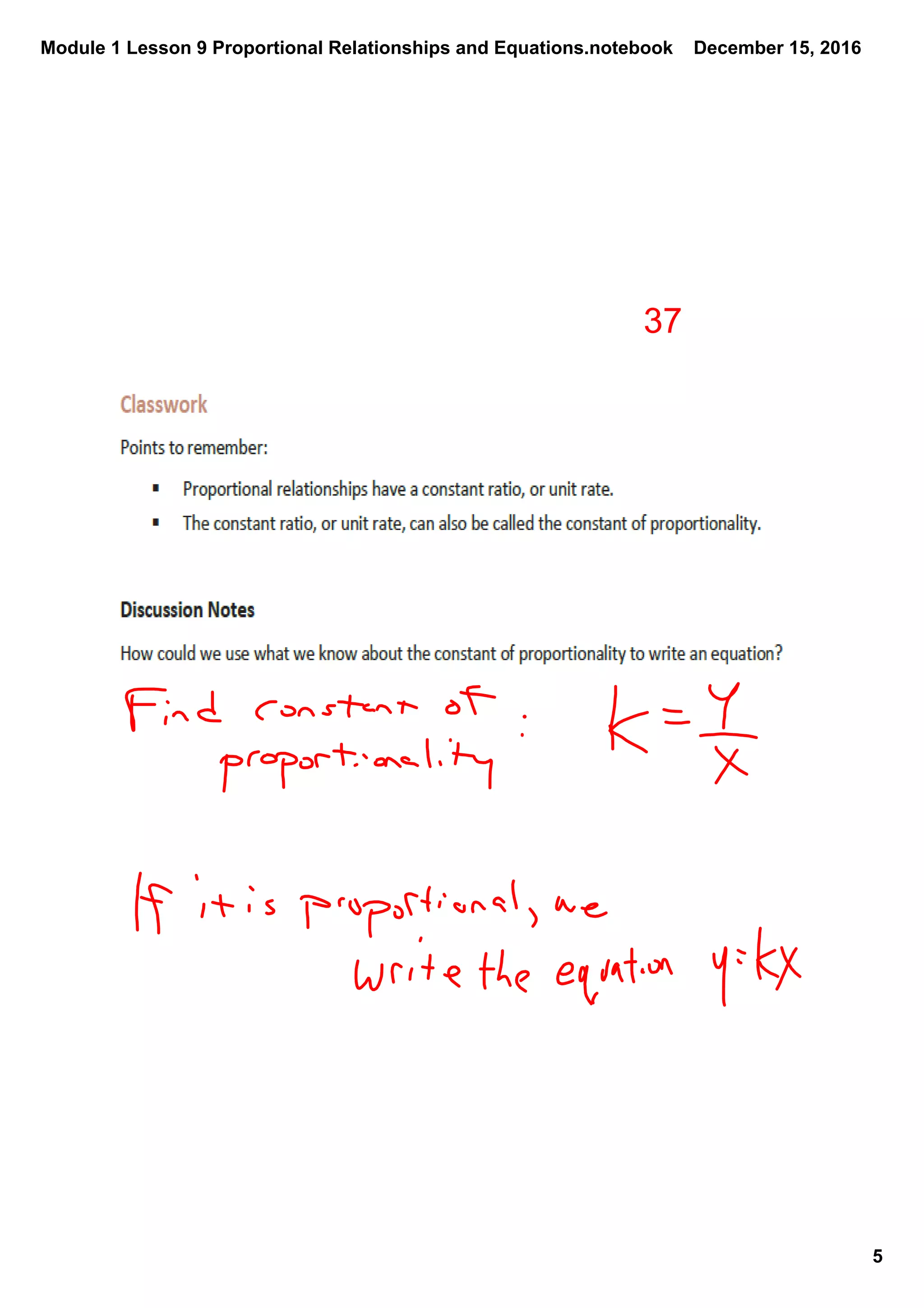 Module 1 lesson 9 proportional relationships and equations | PDF